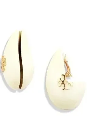Tory Burch | Jewelry | Tory Burch Logo Wave Clip On Earrings Cream ...